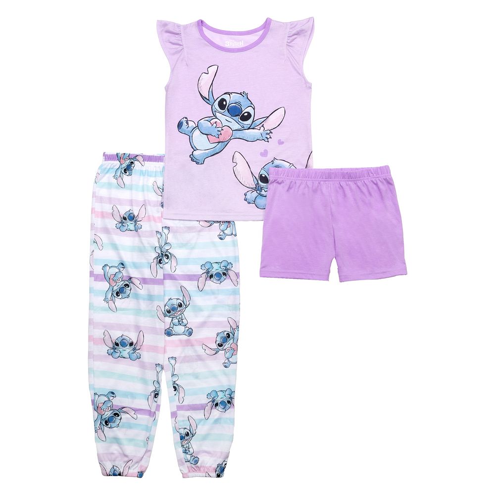 Disney's Lilo & Stitch Girls 4-10 "Stripe Stitch" 3-Piece Pajama Set