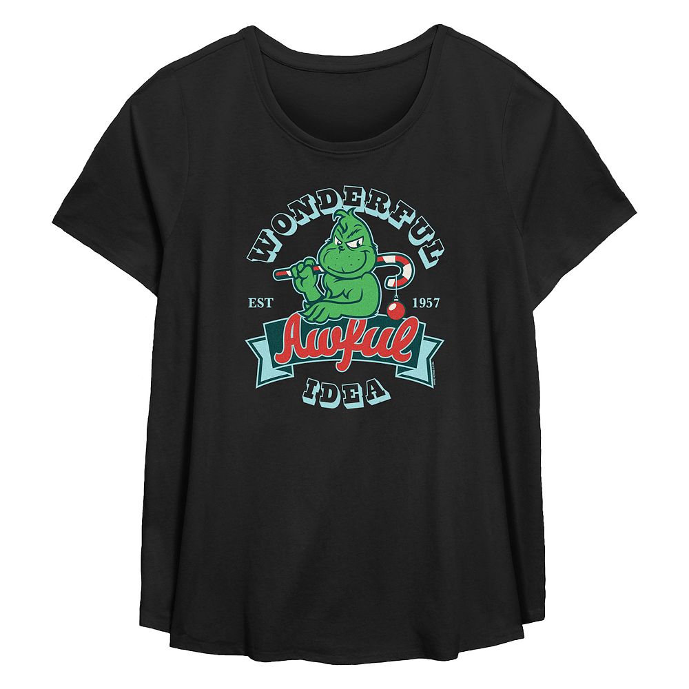 Plus Size Dr. Seuss Grinch Wonderful Awful Idea Flowy Graphic Tee