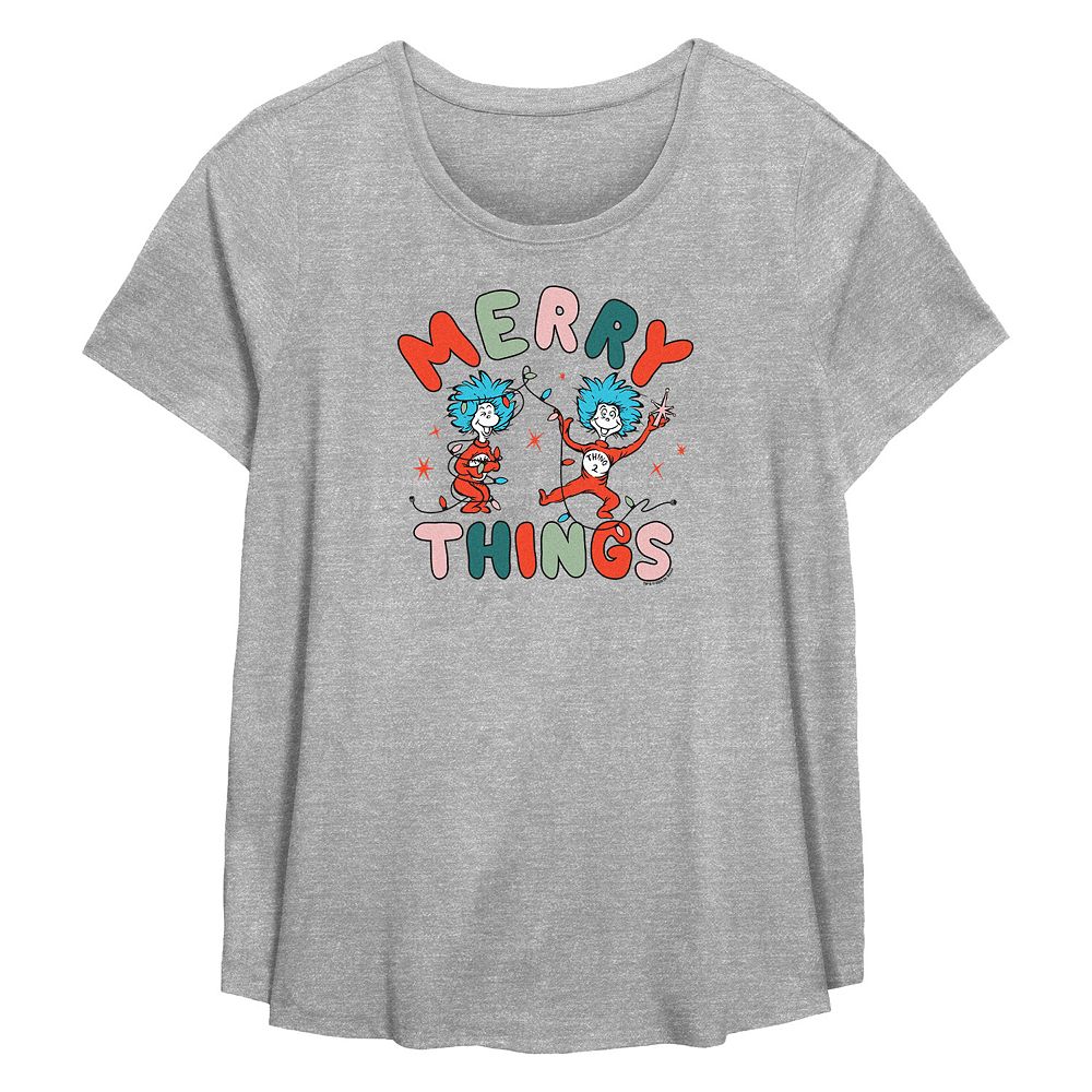 Plus Size Dr. Seuss Thing 1 And Thing 2 Merry Things Flowy Graphic Tee