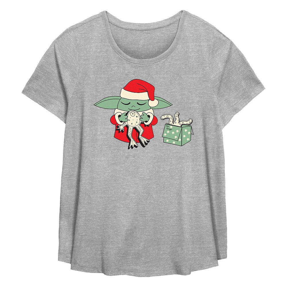 Plus Size Star Wars The Mandalorian Grogu Froggy Present Flowy Graphic Tee
