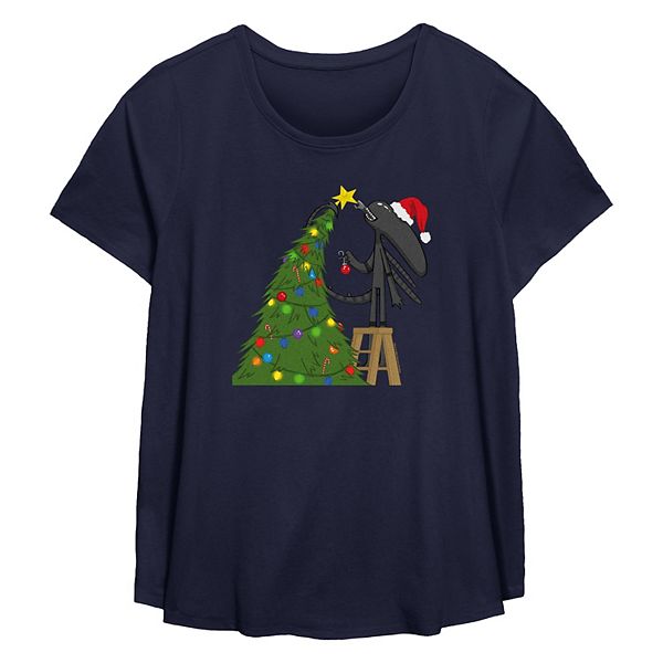 Plus Size Alien Xenomorph Christmas Ready Flowy Graphic Tee