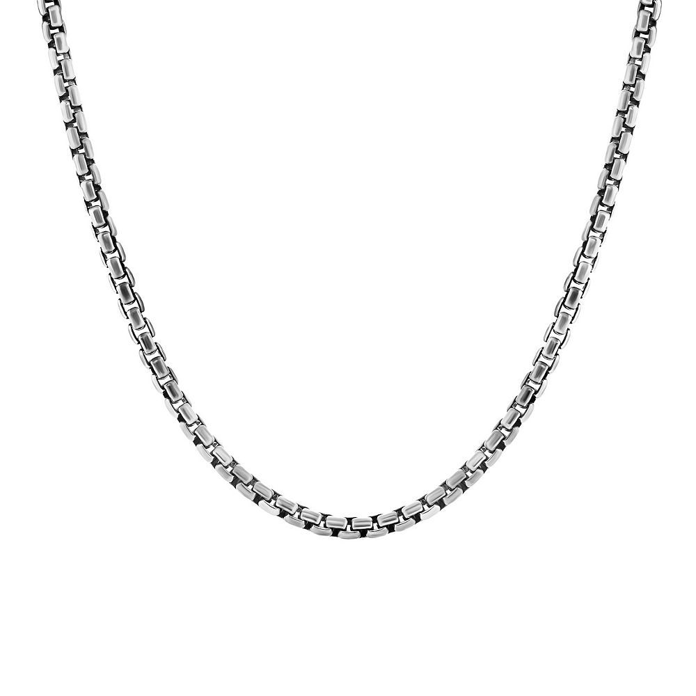 Men's PRIMROSE Sterling Silver Oxidized Rounded Box Chain Necklace
