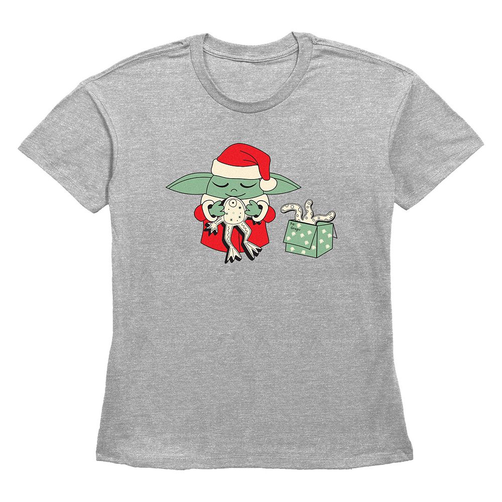 Women's Star Wars The Mandalorian Grogu Froggy Present Graphic Tee