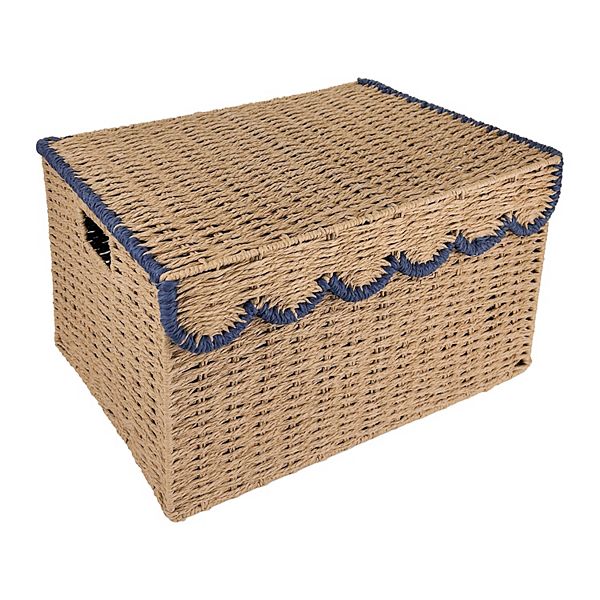 Draper James Paper Weave Scallop Lidded Bin