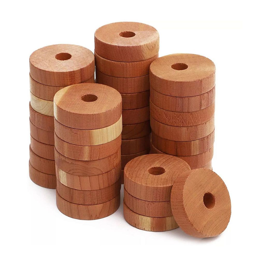 Natural Red Cedar Wood Rings For Clothes Storage 36 Pcs