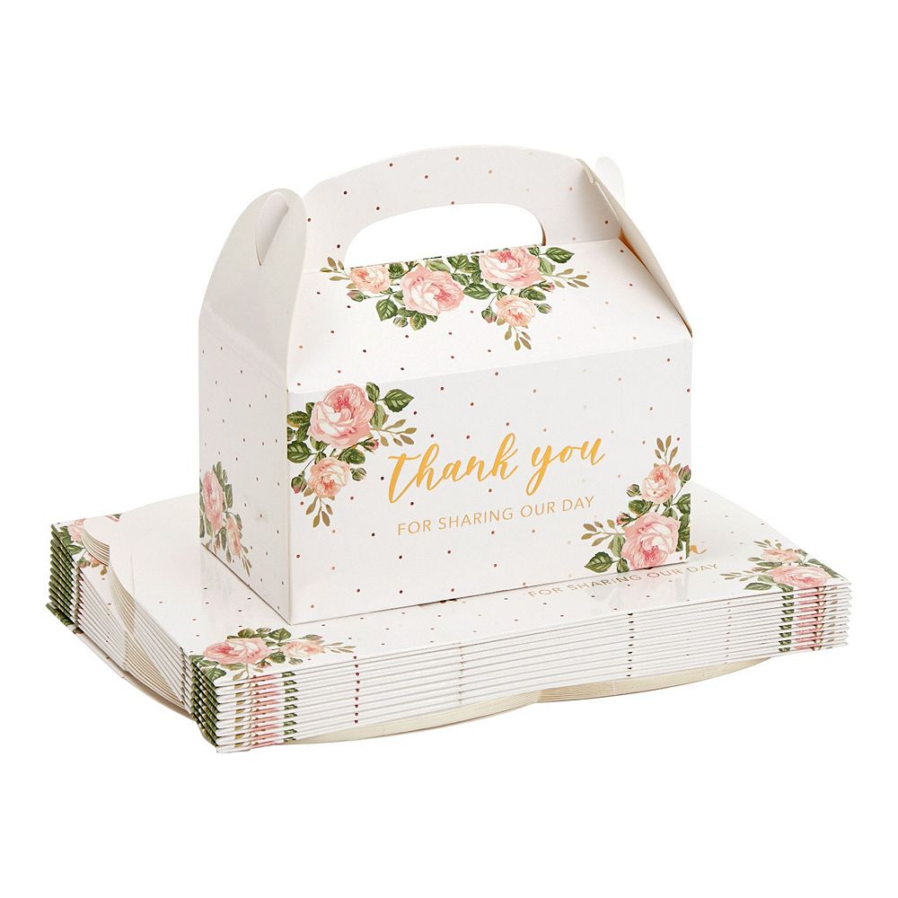 24 Pack Floral Thank You Treat Boxes for Wedding Birthday Party (6.25x3 ...