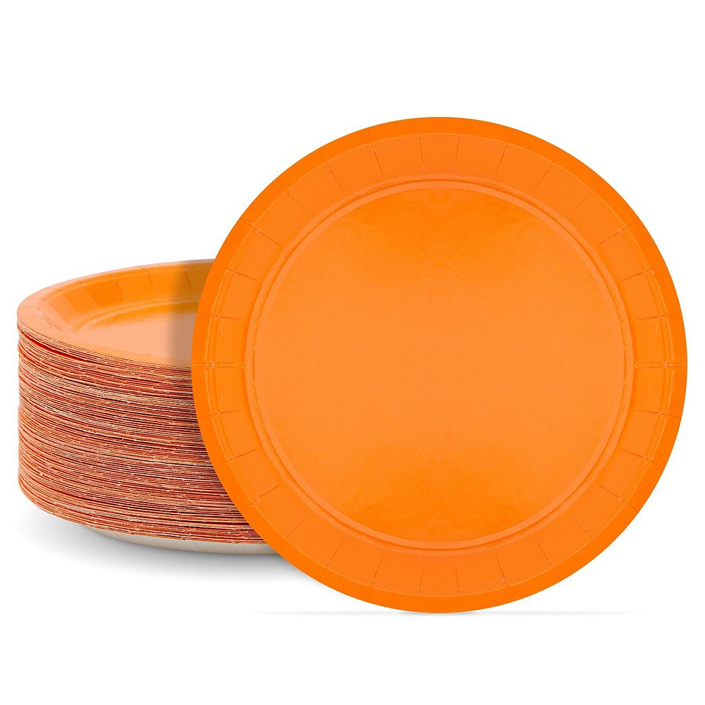 100pcs Neon Orange Themed Decor Disposable Paper Plates 9" For Birthday ...