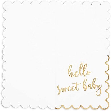 50 Pack Scalloped Hello Sweet Baby Napkins For Baby Shower Decorations ...