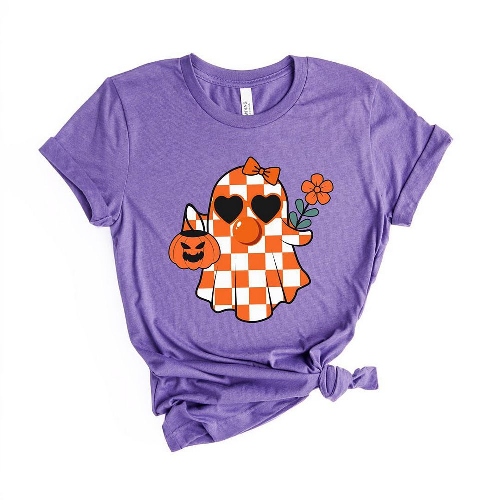 Checkered Girl Ghost Short Sleeve Graphic Tee