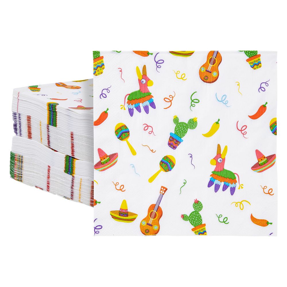 150 Pack Luncheon Paper Cocktail Napkins Mexican Fiesta Party Supplies ...