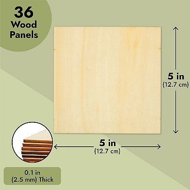 36 Pack 5x5 Wooden Squares For Crafts, Unfinished Wood Tiles For Diy ...