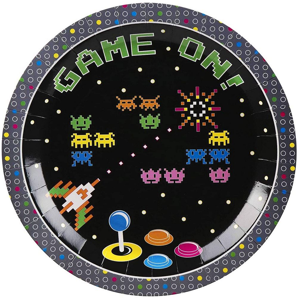 80-count 80s Arcade Game On Paper Disposable Plates For Birthday Party ...
