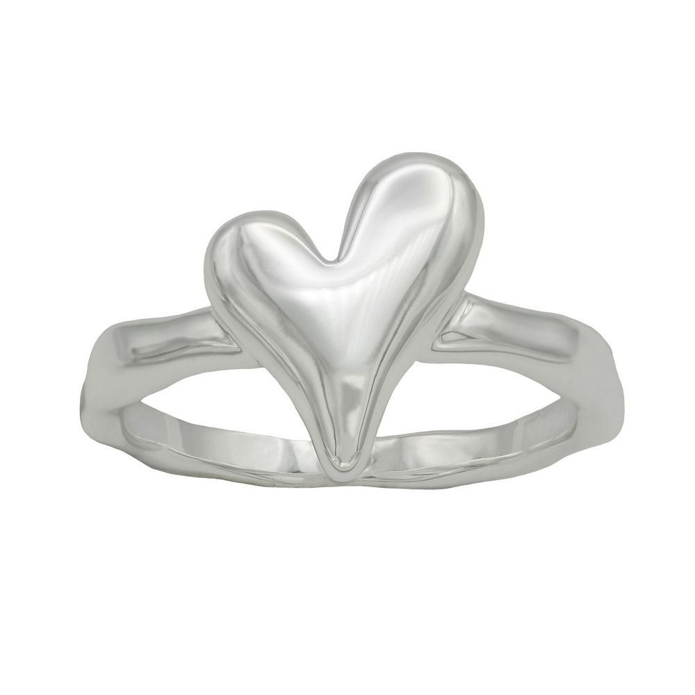 City Luxe Silver Tone Heart Ring