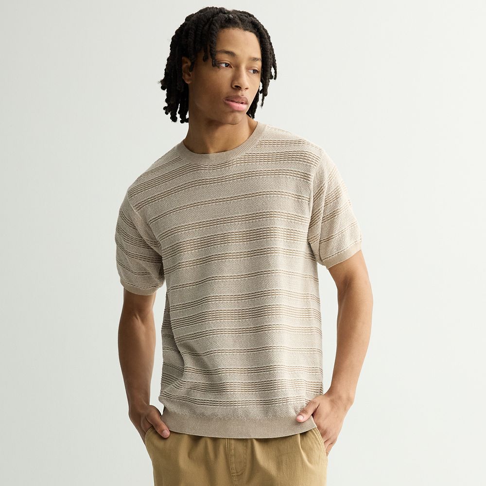 Men's Retrofit Short Sleeve Textured Sweater Tee