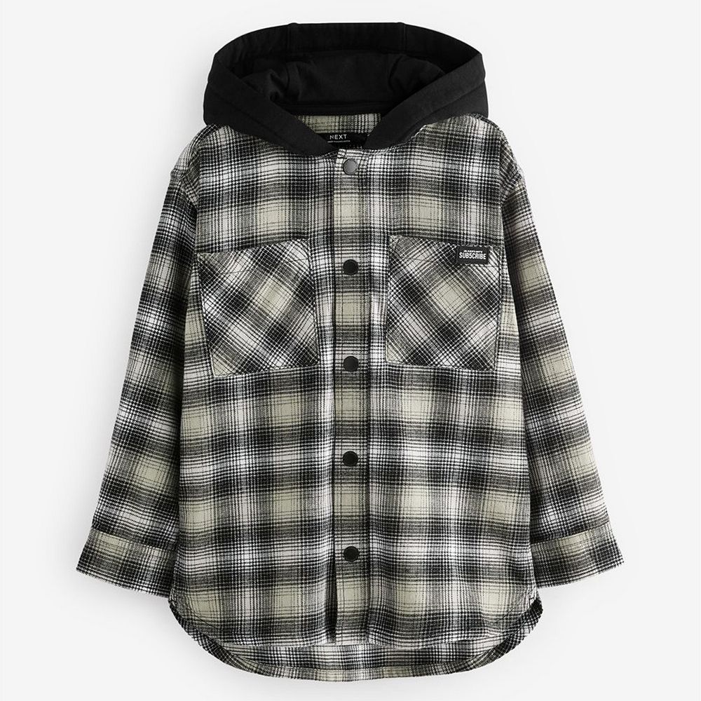 Boys NEXT Hooded Check Shirt