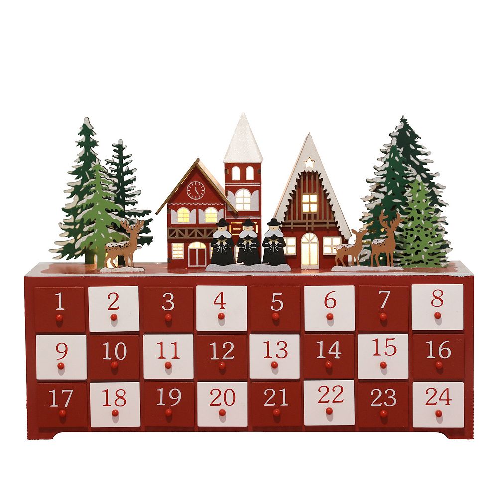 Polar Elegance 15‘’ Christmas Wooden Advent Calendar with Drawers and ...