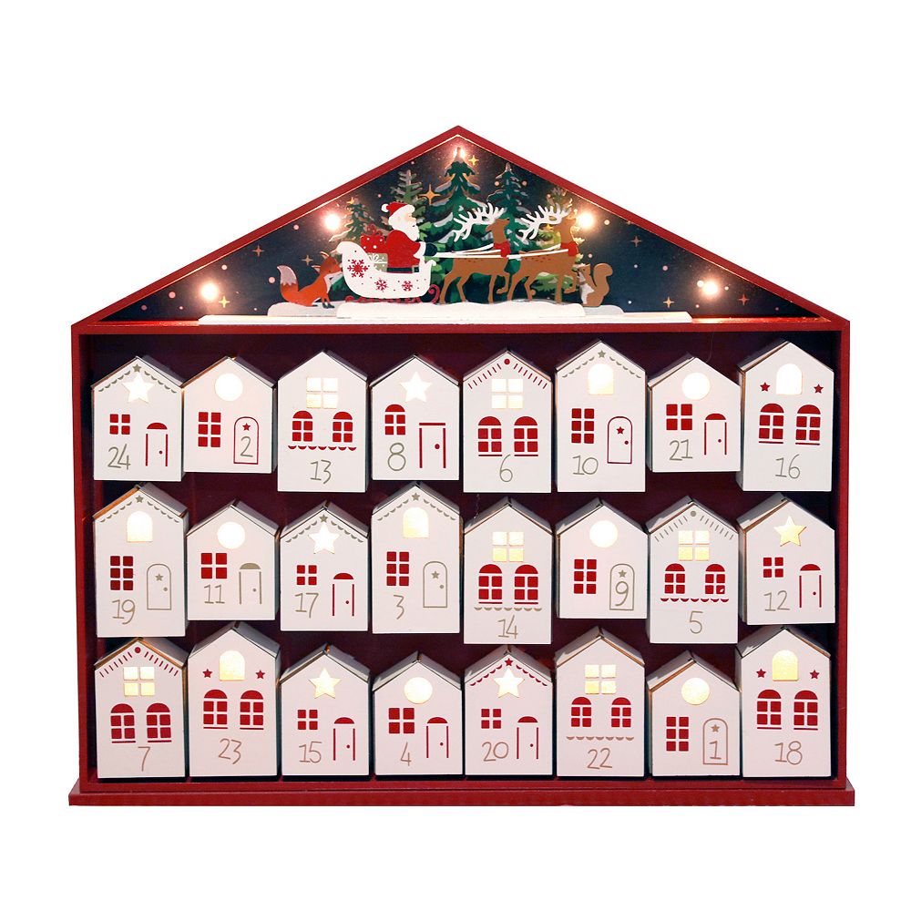 Polar Elegance 17.5‘’ Wooden Advent Calendar 2024 with LED Lights ...