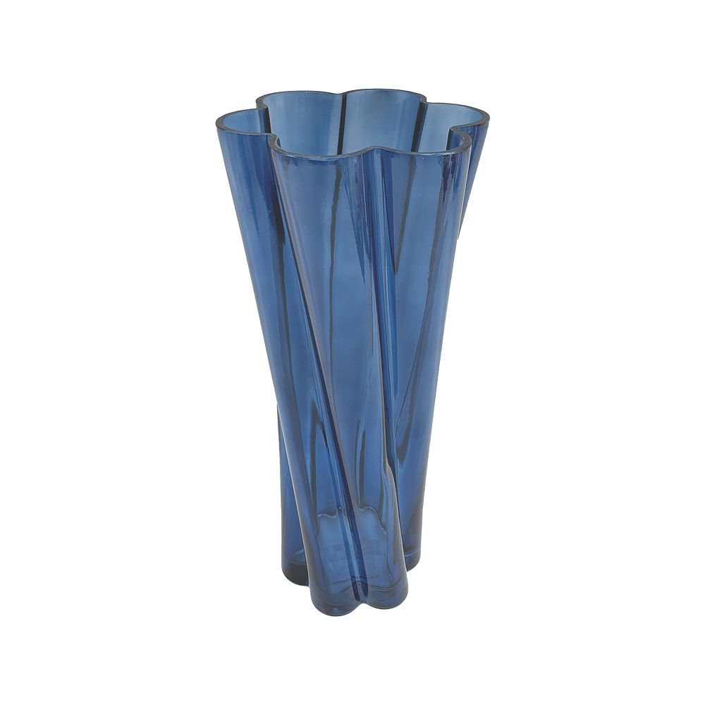 Blue Wave Glass Vase