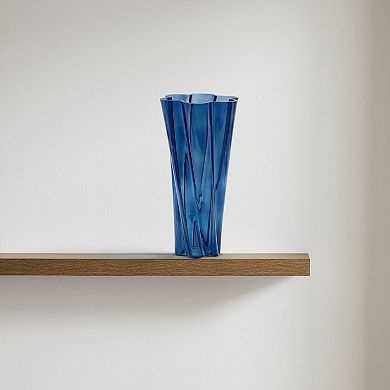 Blue Wave Glass Vase