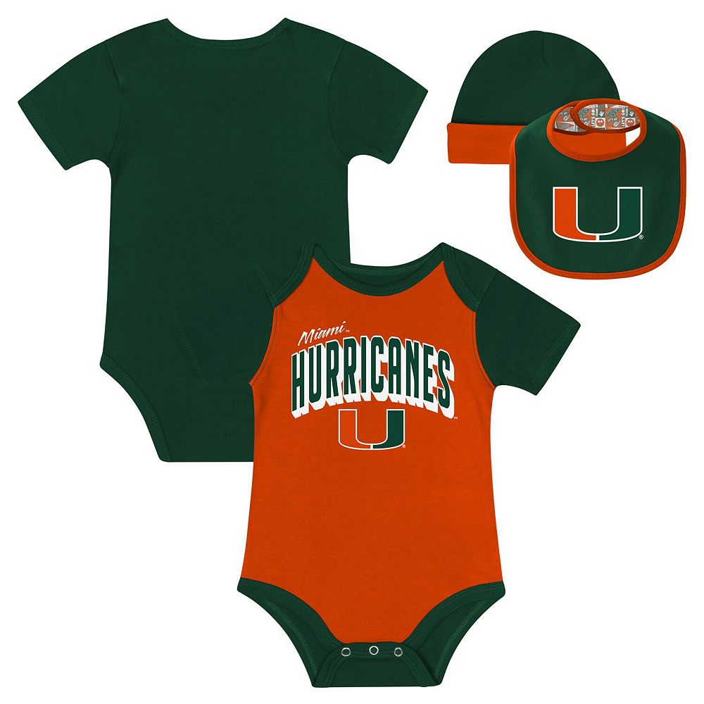 "Newborn & Infant Miami Hurricanes Dynamic Duo Bodysuit, Bib & Cuffed ...