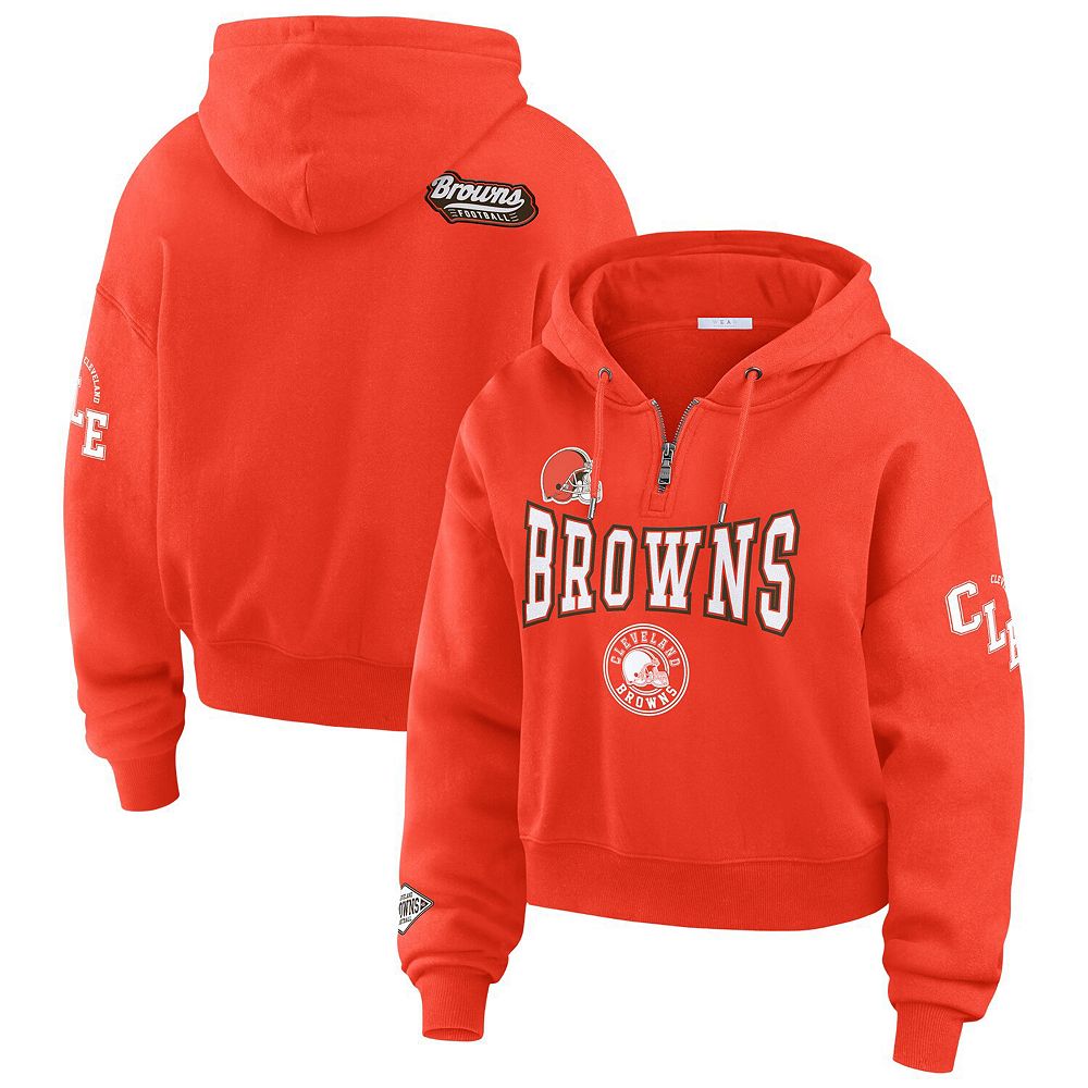 Women's WEAR by Erin Andrews Orange Cleveland Browns Patch Quarter-Zip ...