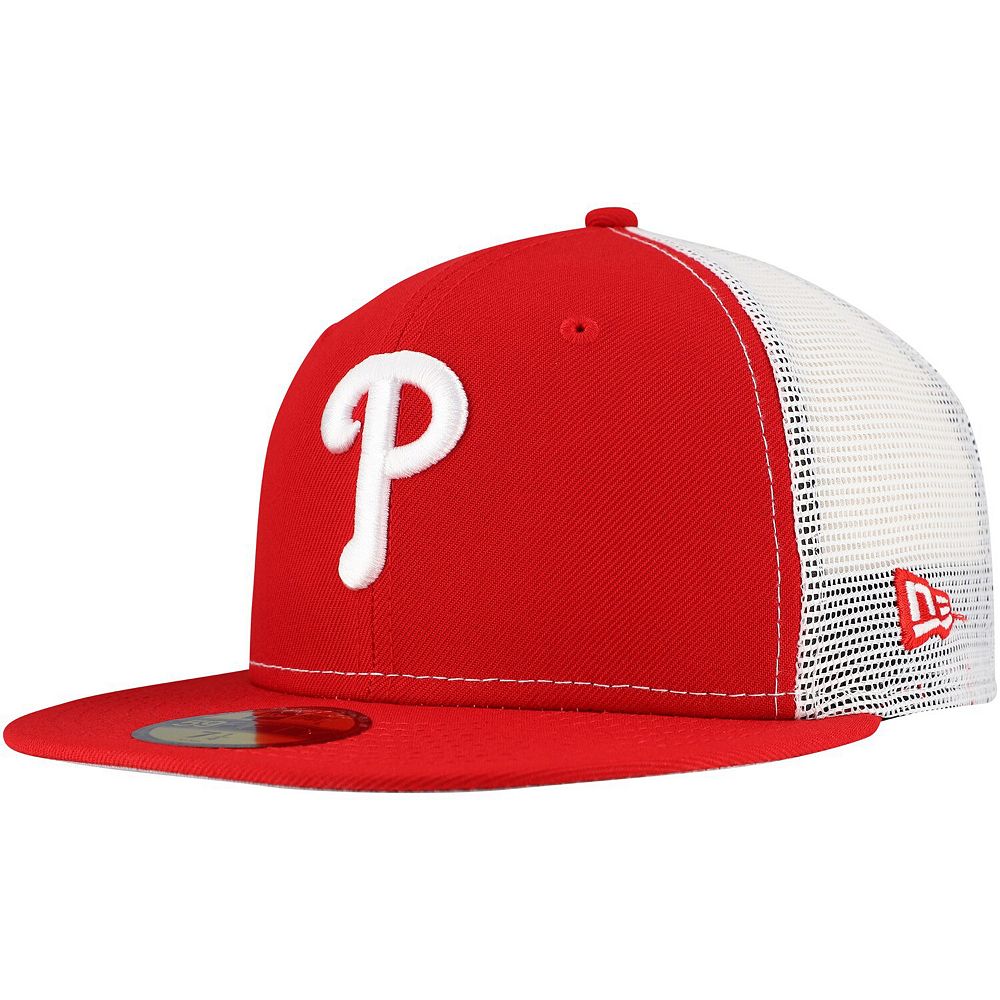 Men's New Era Red Philadelphia Phillies Team Color 59FIFTY Trucker ...