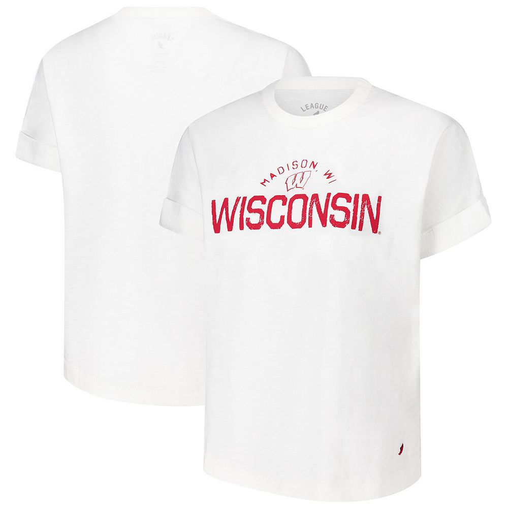 Women's League Collegiate Wear White Wisconsin Badgers Slub Rolled Cuff ...
