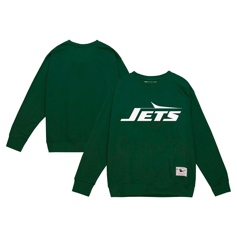 Men's Mitchell & Ness Dark Green New York Jets Basic Fleece Pullover ...