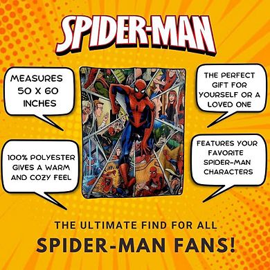 Marvel Legends Spider-man Characters In Web Throw Blanket For Adults ...