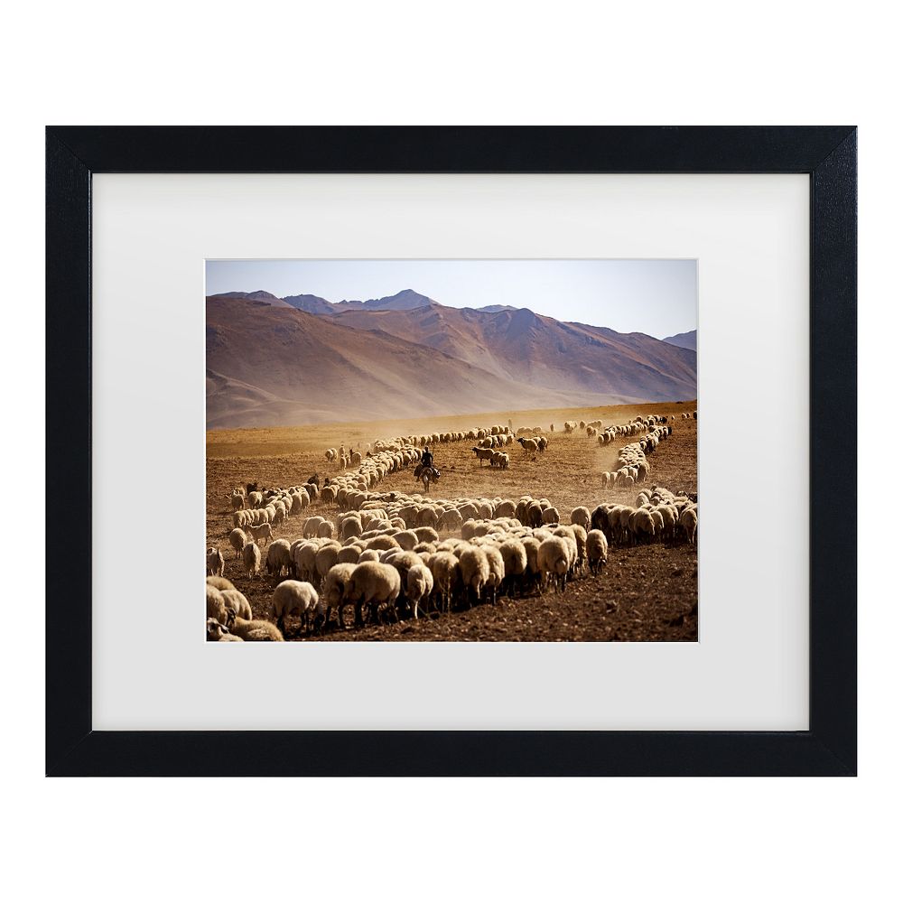 Murat Cacim Desert Sheep Herd Matted Framed Wall Art