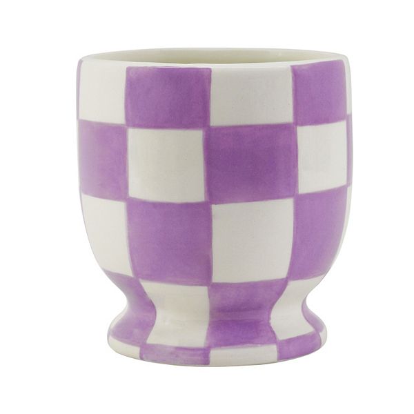 Purple Checker Ceramic Planter Table Decor