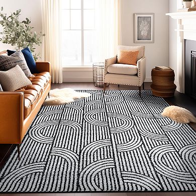 World Rug Gallery Modern Arch Pattern Stripe Area Rug