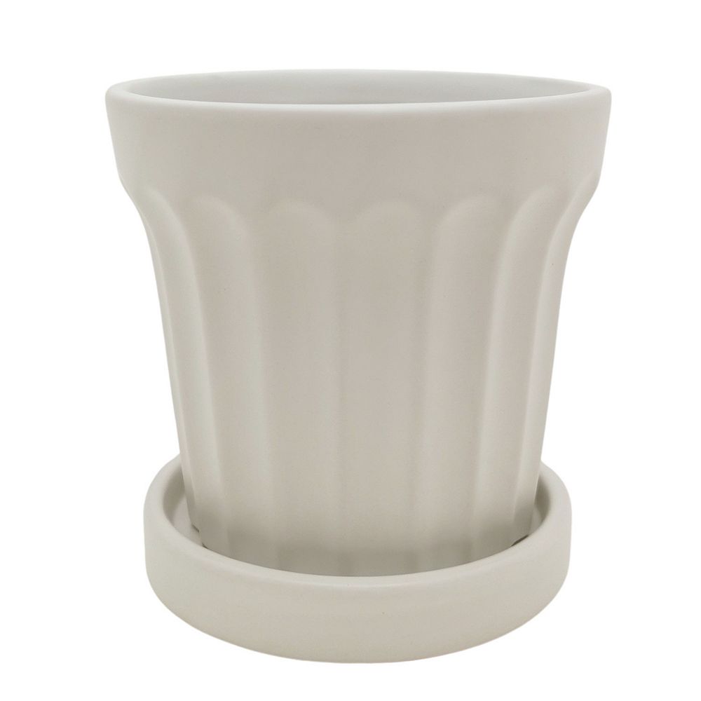 Mini White Fluted Planter