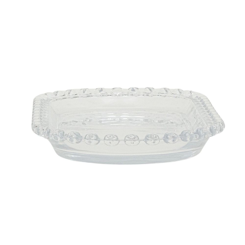 Mini Clear Glass Tray with Beaded Trim