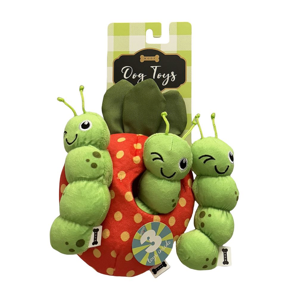 Woof Strawberry and Worms Burrow Plush Dog Toy