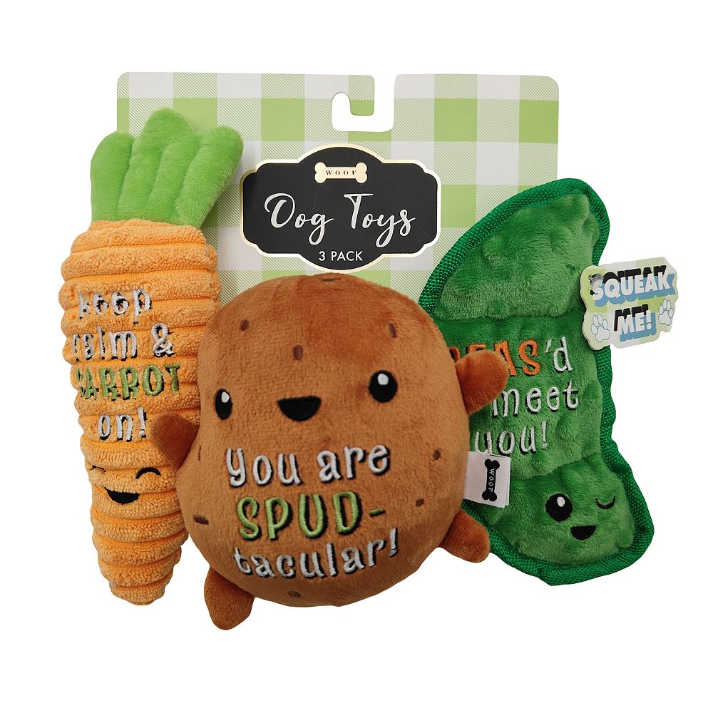 Woof Harvest Veggies 3-Pack Plush Dog Toy Set