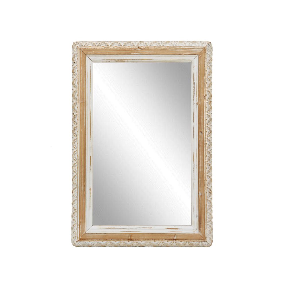 Parisloft 19.1 x 28 Inch Rectangle Farmhouse Wood Wall Mirror