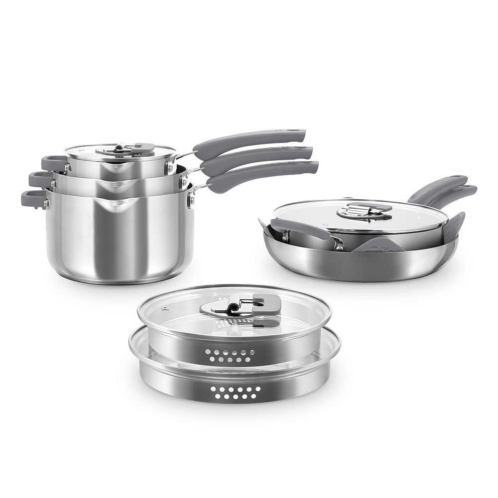 Zakarian by Dash TruPro 10-Piece Stainless Steel Stacking Sauce Pan Set