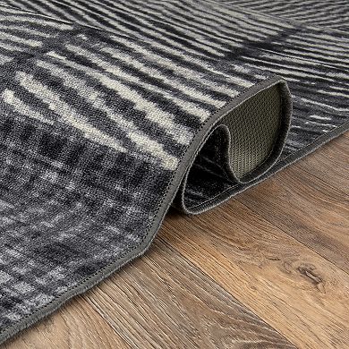World Rug Gallery Isla Geometric Stripe Distressed Non Slip Area Rug