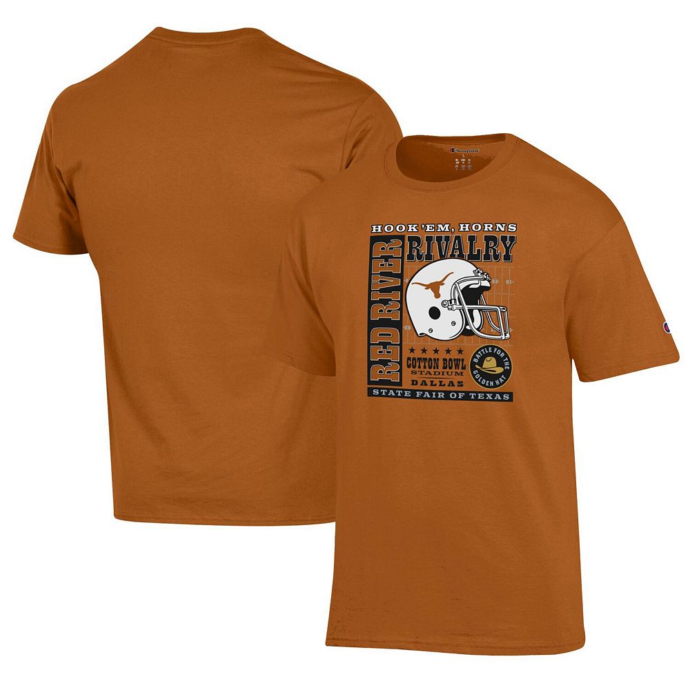Men's Champion Texas Orange Texas Longhorns Red River Rivalry Slogan T ...