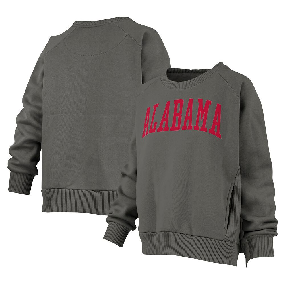 Women's Pressbox Charcoal Alabama Crimson Tide Pocketed Raglan Pullover ...