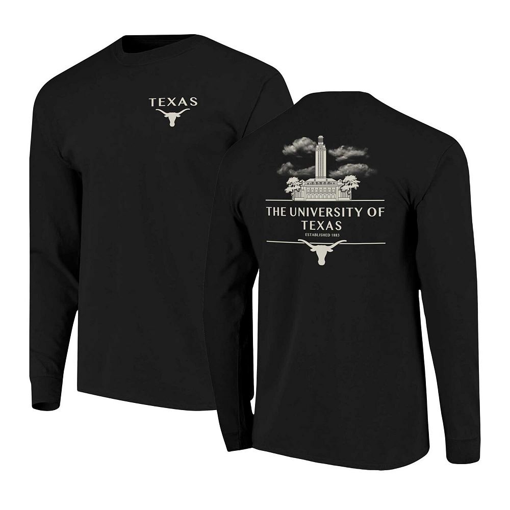 Men's Black Texas Longhorns Comfort Colors Campus Nights Long Sleeve T ...