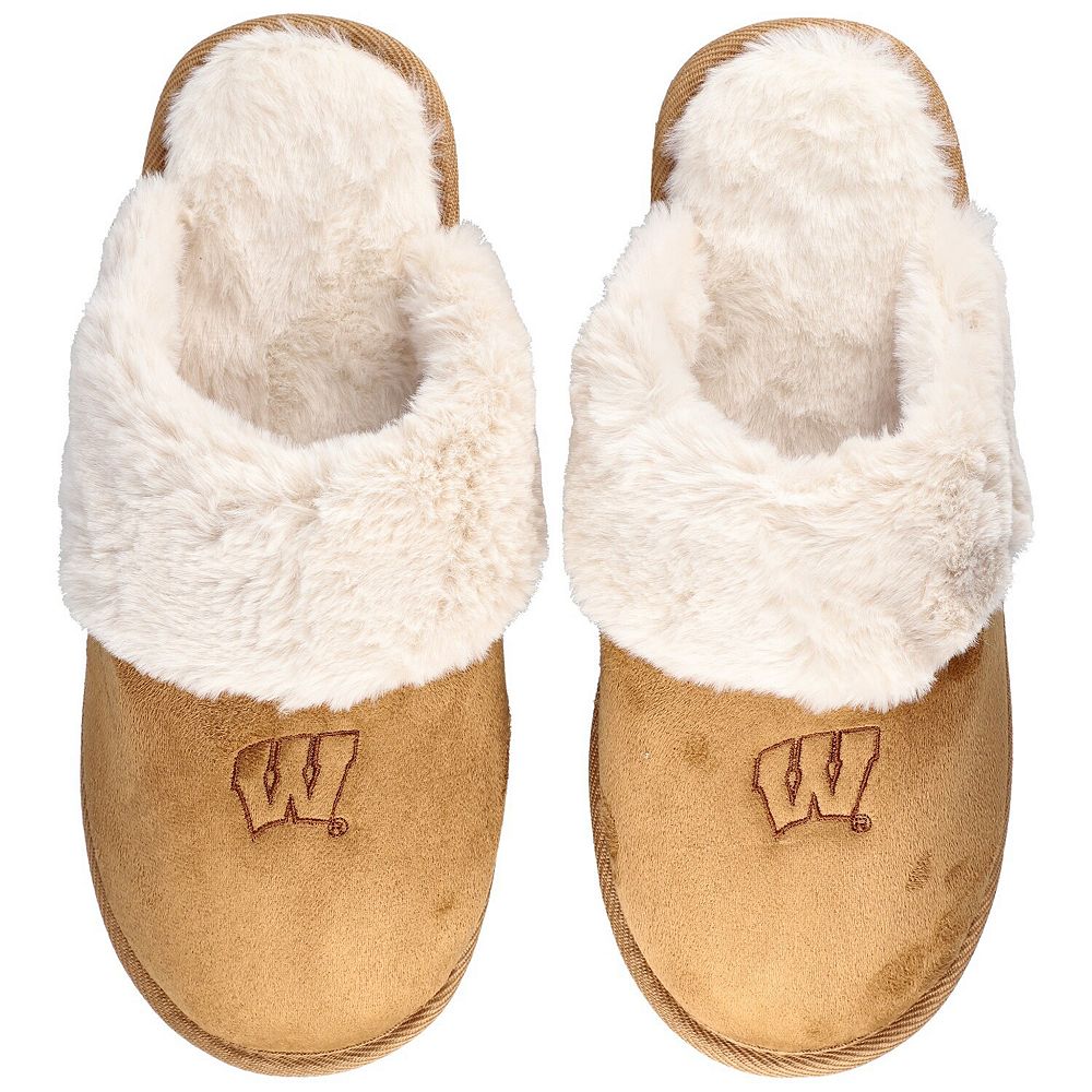 Women's ZooZatz Brown Wisconsin Badgers Faux Fur Slippers
