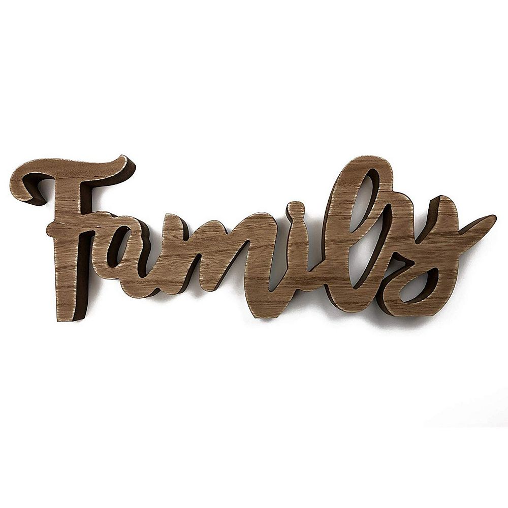 Parisloft Family Carved Wood Tabletop Decor, Freestanding Family Sign ...
