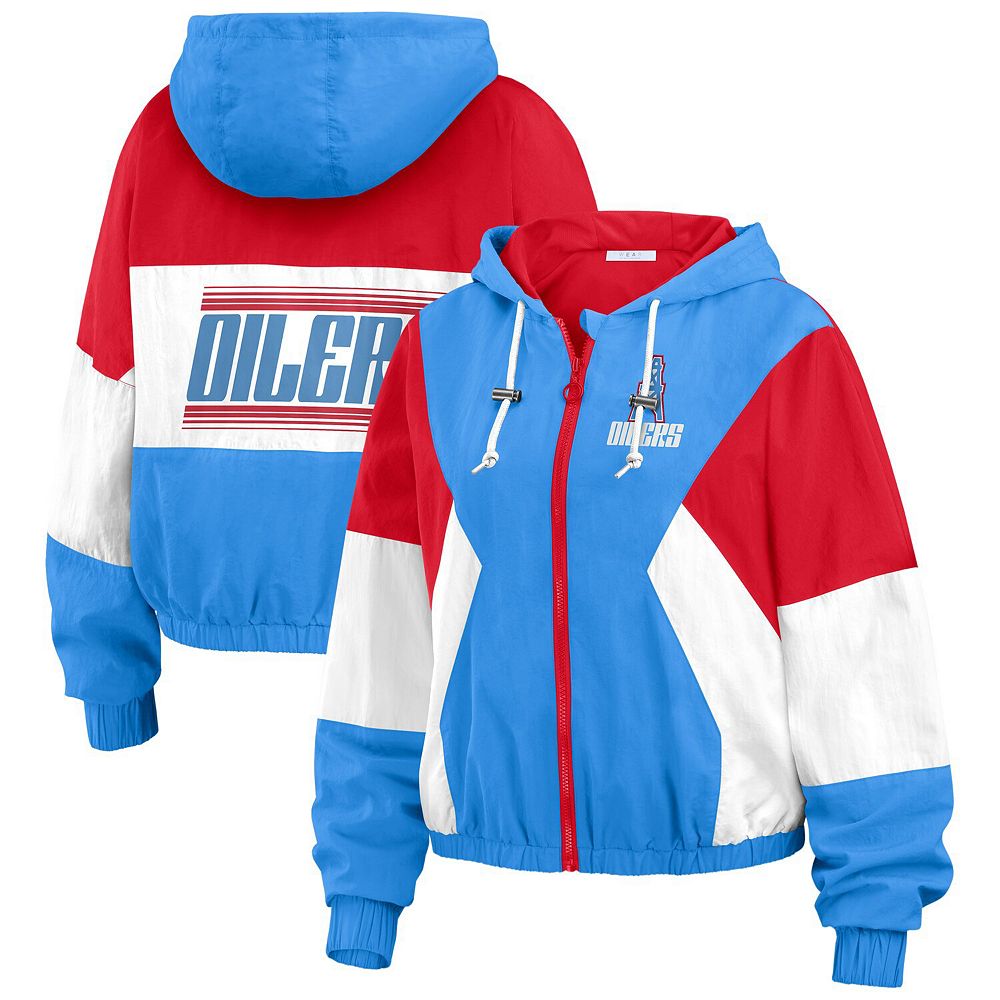 Women's WEAR by Erin Andrews Light Blue/Red Houston Oilers Color Block ...
