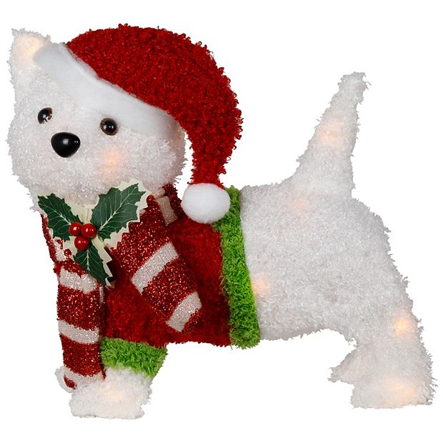 White Outdoor Christmas Lights Dog