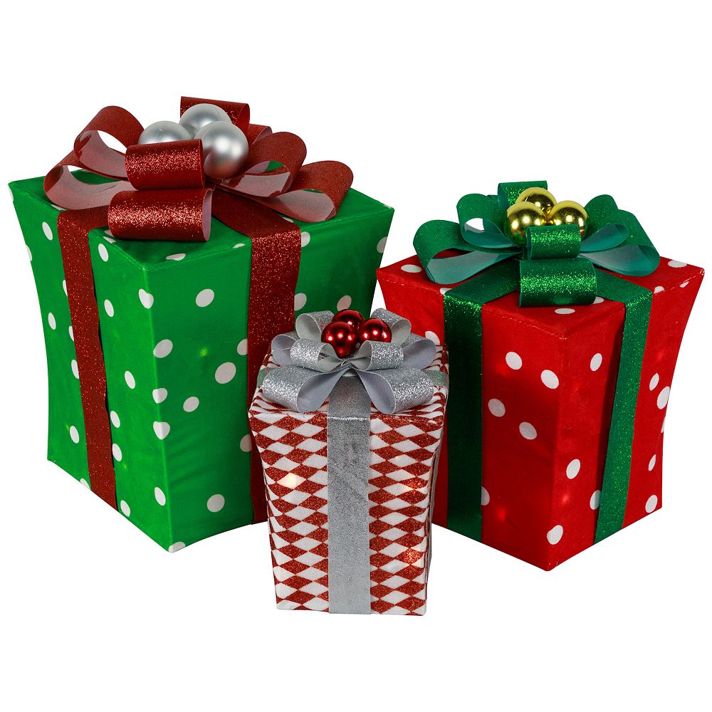 Northlight Lighted Gift Wrapped Presents Outdoor Christmas Decoration 3 ...