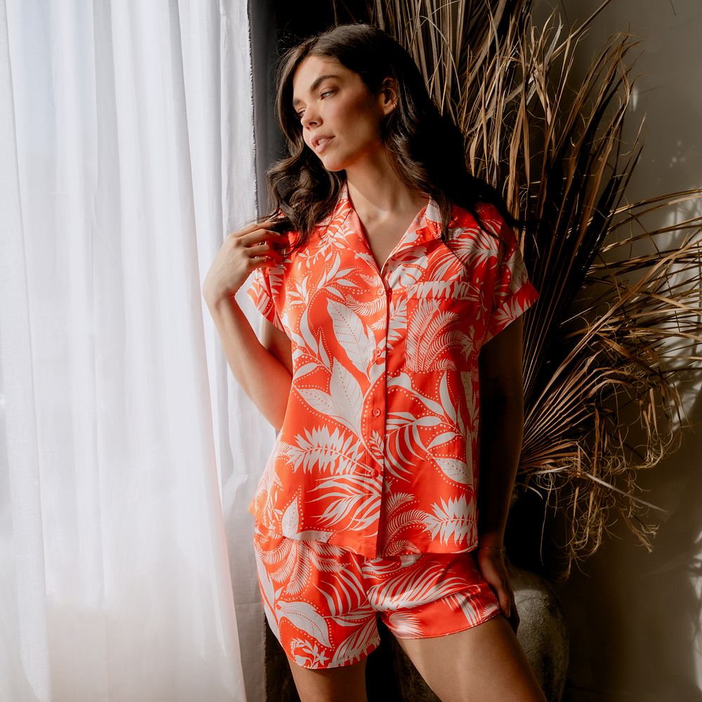 Women's Lilac+London 2-pc. Pajama Top & Pajama Shorts Set