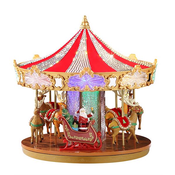 Mr Christmas LED Animated Crystal Very Merry Carousel Table Decor