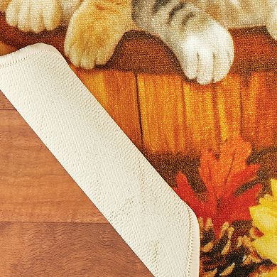 Collections Etc Harvest Kitten Trio Autumn Skid-Resistant Accent Rug ...